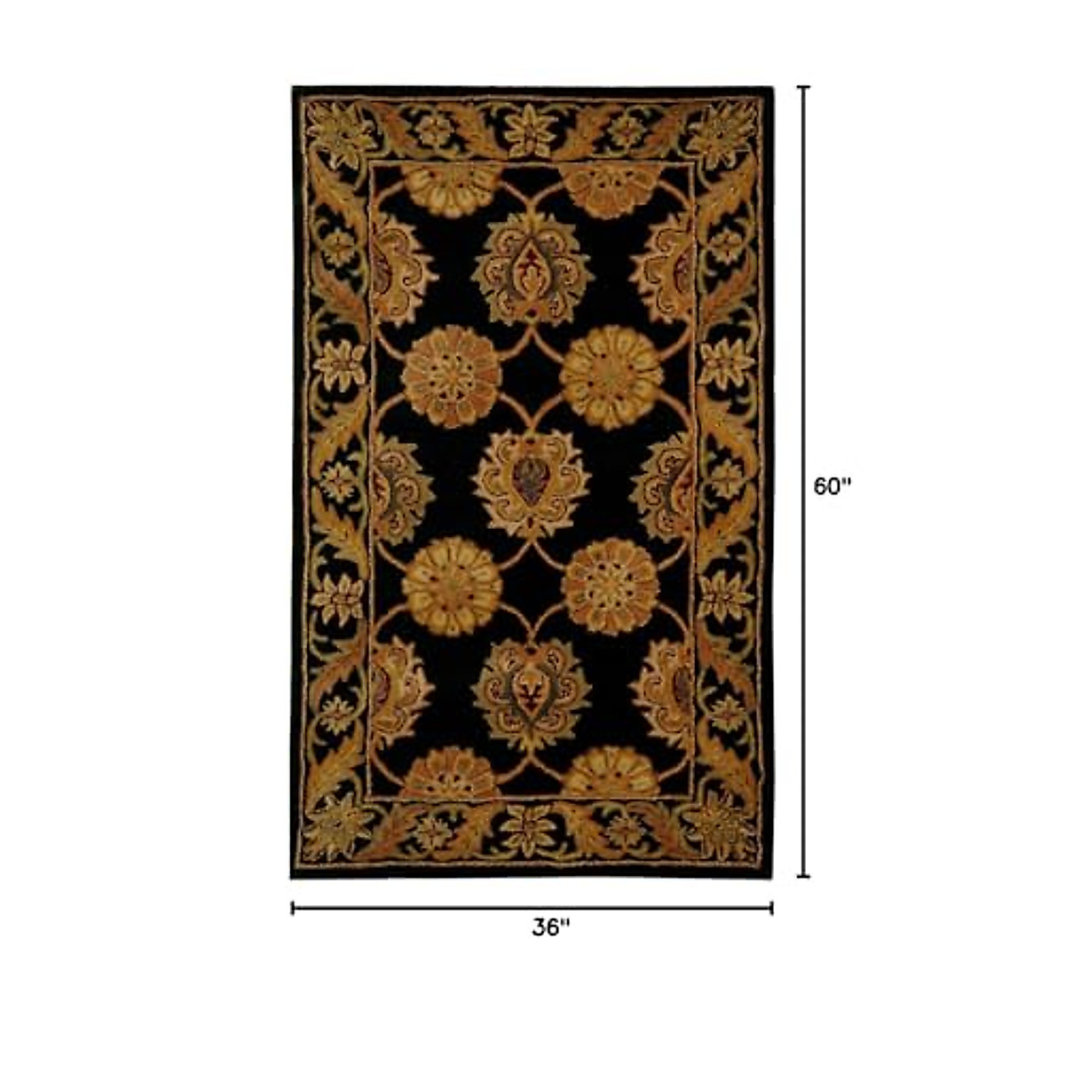 SAFAVIEH Heritage Collection 3' x 5' Black HG314A Handmade Traditional Oriental Premium Wool Area Rug