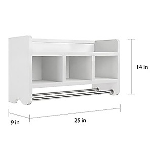 Alaterre Furniture Logan Bath Storage Shelf with Two Towel Rods, 25", Chestnut