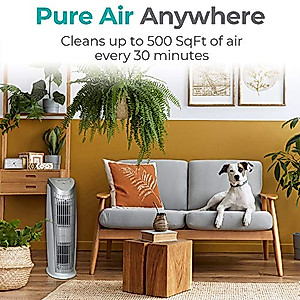Alen T500 Air Purifier, Quiet Air Flow for Large Rooms, 500 SqFt, Portable Air Cleaner for Allergens, Dust, Pollen, Pet Dander, in White