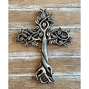 Old River Outdoors Tree of Life Wall Cross 11 1/2" - Decorative Spiritual Art Sculpture Antique Silver Finish