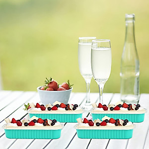 LNYZQUS Mini Loaf Baking Pans with Lids 100 Pack, 6.8oz Rectangle Mini Cake Tins Baking Cups,Disposable Aluminum Foil Mini Baking Pan Muffin Tins Containers -Cyan Blue