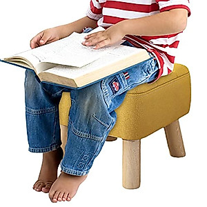 BAABJI Low Stool - Solid Living Room Stool | Wood Milking Stool Widely Use for Building Blocks Reading Books and Drawing Painting Makeup Footstool,Yellow
