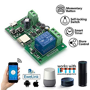 Newgoal wireless jog relay momentary/self-locking switch module DIY smart home remote control wifi relay switch Ewelink App compatible with Alexa Echo Google Home IFTTT (DC1)