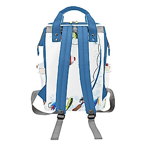 XOZOTY Funny Fishing Diaper Bags Backpack with Name Personalized Nursing Nappy Bag Travel Tote Bag Gifts