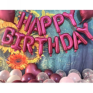 Sweet 15th Birthday Balloon 15th Birthday Decorations Happy 15th Birthday Party Supplies Burgundy Number 15 Foil Mylar Balloons Latex Balloon Gifts for Girls,Boys,Women,Men