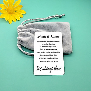 Aunt Niece Gifts Engraved Wallet Insert Card Aunt Gifts for Women Birthday Gift for Niece Girl Niece Gift from Her Auntie Graduation Gifts from Aunt Metal Wallet Insert Card Mothers Day Jewelry
