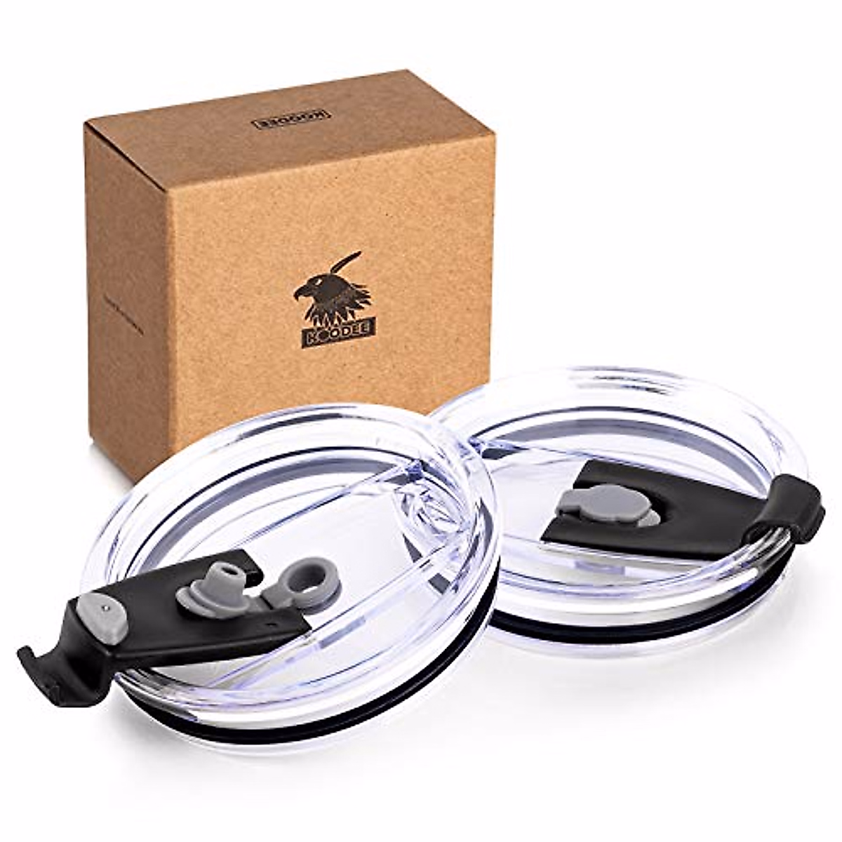 30 oz Tumbler Lids, Fits for 30Oz YETI Rambler, Ozark Trail and More, Koodee 2 Pack Spill-proof Lids,Covers for 30 Ounce Tumbler,Cup (Black)