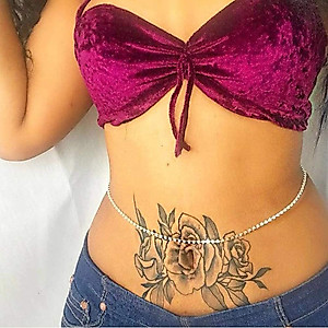 Sexy Riymusry Waist Chain Rhinestone Body Chain Jewelry Belly Chain Lower Back Chain Crystal Body Chain Waist Belt Summer Beach Jewelry for Women