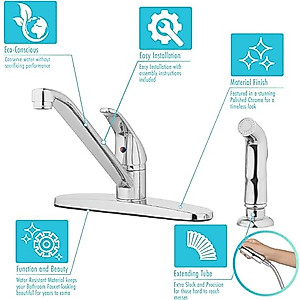 Aqua Vista 22-K81WS-CH-AV Kitchen Sink Faucet with Side Spray, Polished Chrome Single Handle