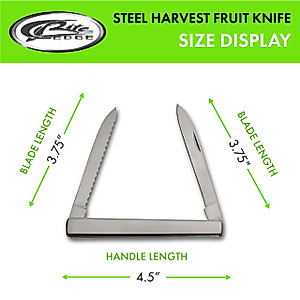 SZCO Supplies 4.5" Steel Harvest Folding Fruit Knife – Dual Stainless Steel Blades, Compact Pocket Knife with Sheath for Gardening, Camping, and Everyday Carry