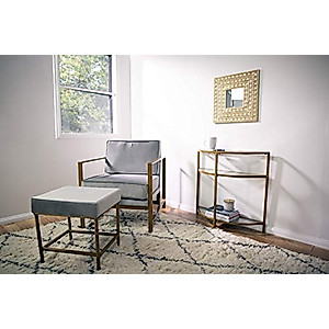 Spatial Order Hudson Modern Velvet Ottoman, Gold Metal Frame, Black