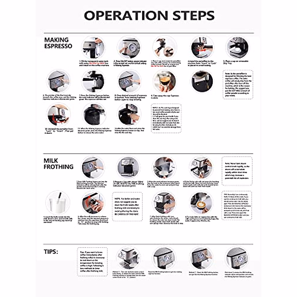 Gevi Espresso Machine 15 Bar Pump Pressure, Cappuccino Coffee Maker with Milk Foaming Steam Wand for Latte, Mocha, Cappuccino, 1.5L Water Tank, 1100W, Black1