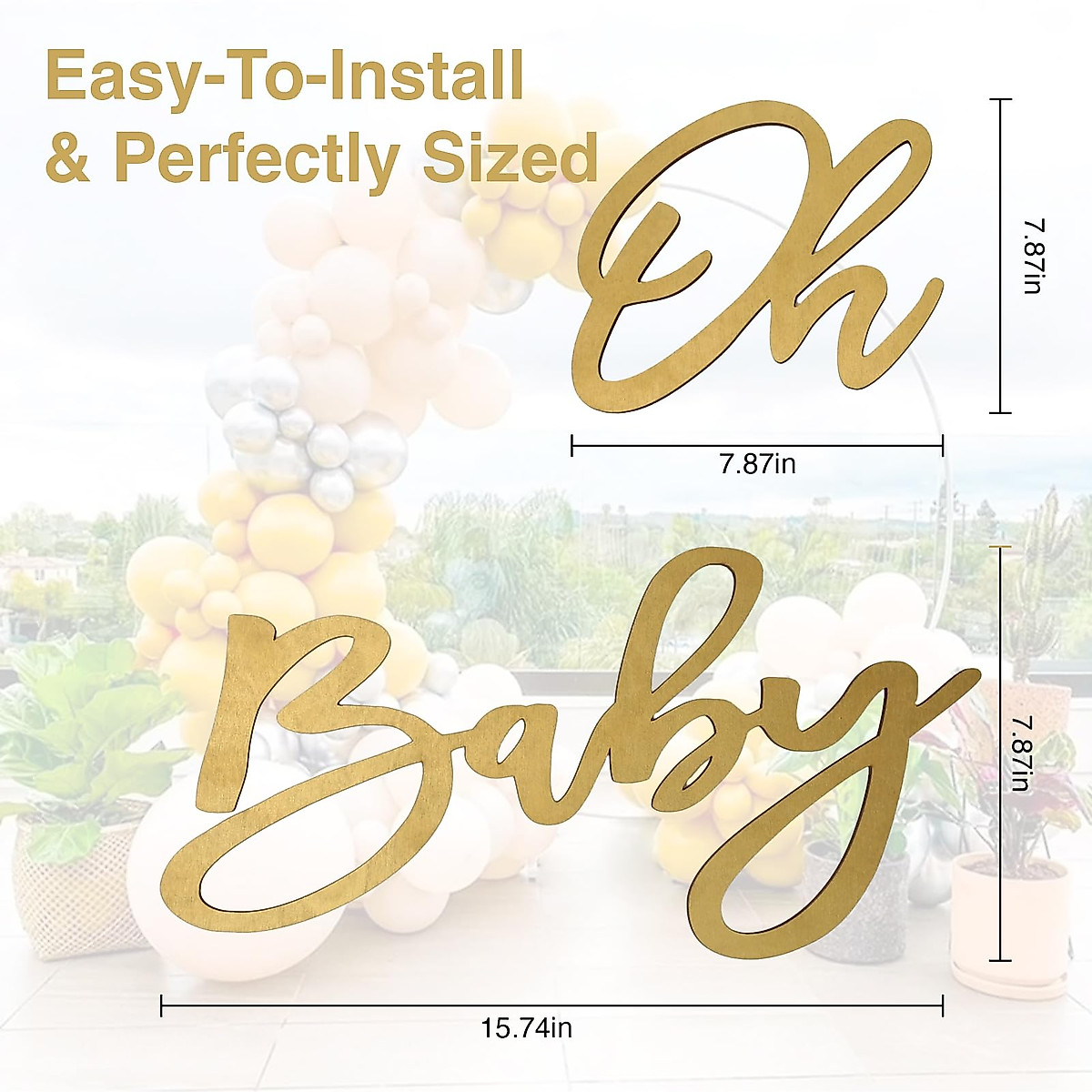 Cute Oh Baby Sign - Wooden Baby Shower Sign with Gold Painted Letters - Adorable Baby Banner for Gender Reveal Party Decor, Baby Shower Decorations - Stylish Photo Backdrop for Baby Boy and Baby Girl