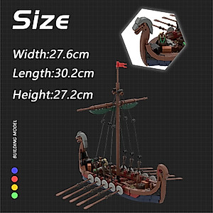 Lebebe Viiking Longship Building Blocks Kits; 473 Pieces Viking Pirates Ships Building Toys,Adventures Sailing Boats Playset Display Model, Easter Day, Christmas and Birthday Gift for Kids
