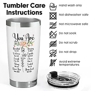 34HD Inspirational Religious Gifts for Women, Christian Tumbler with Lid 20 oz Stainless Steel, God Say You Are Cup, Birthday Mothers Day Gifts for Mom Grandma Sister Aunt Friend