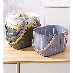 kamuavni Purple Shower Caddy,Plastic Storage Basket with Handle Portable Shower Caddy Tote Dorm Storage Organizer With Drainage Holes - Purple Grey