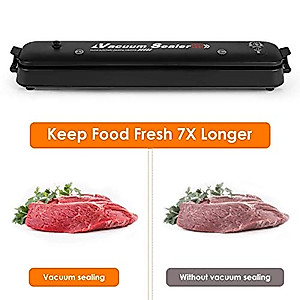 Vacuum Sealer Machine with Starter Kit, 75kpa Powerful but Compact Vacuum Sealer Machine | Led Indicator Lights|Easy to Clean|Two Food Modes| for Sous Vide and Food Storage