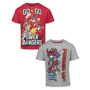 Power Rangers Toddler Boys 2 Pack Graphic Short Sleeve T-Shirt Red Grey 4T