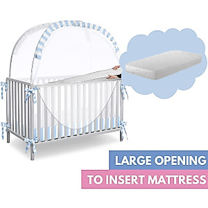 Baby Safety Pop up Crib Tent | Premium Crib Net to Keep Baby from Climbing Out | Upgraded Mesh Fabric | Protect Your Baby from Falls | Unisex Infant Crib Tent (Blue)