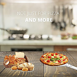 Honsdom Pizza Turning Peel, Round Pizza Turner, 8-Inch Hard Anodized Aluminum Perforated Pizza Peel, Long Handle Pizza Spinner, Pizza Oven Accessories