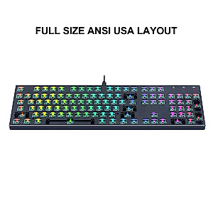 Redragon BBK556 Custom Gaming Mechanical Keyboard Kit – 100% 104 Keys DIY RGB Fully Modular Keyboard - USB Wired Barebones Full Size Keyboard HOT SWAPPABLE 3pin/5pin Switch, Black
