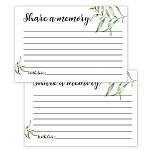 Giftideaworkshop 50 Greenery Share A Memory Cards for Celebration of Life Birthday Anniversary Memorial Funeral Graduation Bridal Shower Game, Guest Book Ideas, and Alternatives.4x6 Inches.