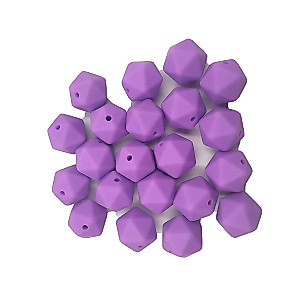 Alenybeby 50pcs DIY Silicone Pearl Beads Set 14/17mm Hexagon Icosahedron 12/15mm Round Beads for Keychain Mom Craft Necklace Jewelry Making