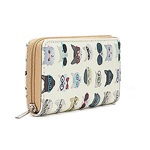 Ecohaso Women Zip Around Organizer Wallet PU Clutch Long Purse Cartoon Printed Wallet (Cats)