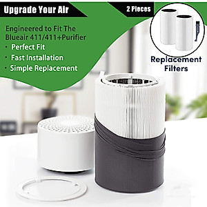ICLEAN Blue Pure 411 Replacement Filter,Compatible with Blueair Filter Blue Pure 411,411+,411 Auto,Mini,Particle and Activated Carbon, 2-Pack