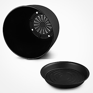 Moneysdodo 8 inch Plant Pots Set of 4 Pack, Plastic Planters with Drainage Holes and 4 Saucers, Morden Decorative Creation Flower Pots for Indoor & Outdoor Garden House Plants, Black