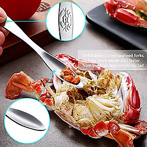 21-piece Crab Cracking Tools includes 7 Crab Crackers, 6 Lobster Shell Knife, 6 Crab Leg Forks and 1 Seafood Scissors & Storage Bag - Seafood Tools Nut Cracker Set
