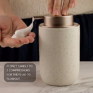 GIRLUFO White Soap Dispenser,Kitchen Foaming Ceramic Soap Dispenser with Champagne Gold Pump,Foam Soap Dispenser for Cleanser Essence,Shower Gel,11.5OZ Sanitizer Dispenser