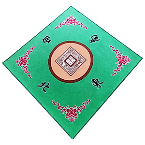SEETOOOGAMES 31.5 inches Green Mahjong Table Cover, Non-Slip Mat,for Poker, Cards, Mahjong, Paigow, and Tile Games (Green)