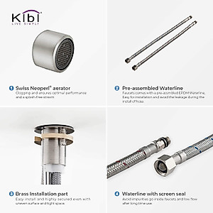 KIBI Lowa Single Handle Bar Sink Faucet with 360 Degree Swivel Spout | Single Hole High Arc Faucet for Kitchen Sink (Brushed Nickel) (KKF2001) (Soap Dispenser included)