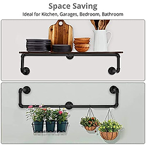 Tanice Industrial tube hanger wall-mounted 98cm, detachable retro industrial cylindrical clothes rail, suitable for bedroom, living room, kitchen