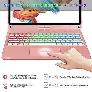 Keyboard Case for iPad Air 13-inch (M2, 2024) & iPad Pro 12.9 (6th 2022/5th 2021/4th 2020/3rd 2018 Gen), Magic 360°Rotatable & Swivel Keyboard with Trackpad, 7 Color Backlit with Pen Holder Rose Gold