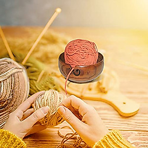 Outsta Toys Wooden Yarn Bowl with Lid Handmade Knitting Wool Storage Basket Holes Crocheting Accessories Kit Organizer,Yarn Organizer Holder,Large for and Crochet (A), 15x15x8 cm/5.91x5.91x3.15 in