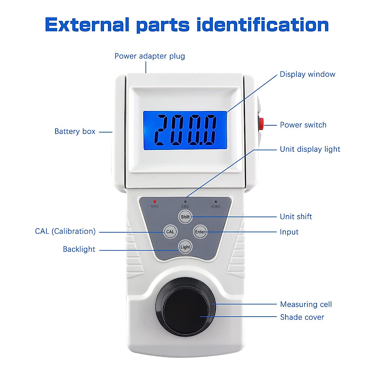 BriSunshine Lab Turbidity Meter, Handheld Portable Turbidimeter for Testing Turbidity of Liquids, Measuring Range 0-200 NTU, ISO 9001 Certification Compliant