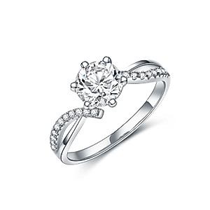 1.15 Carat (ctw) Moissanite engagement rings for women Platinum Plated Silver ring Moissanite rings - 8