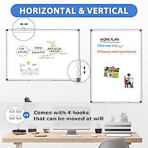 WALGLASS Magnetic White Board, 36" x 24" Double-Sides Dry Erase White Board for Wall, Hanging or Mounted Whiteboard, Horizontal or Vertical, Silver Aluminium Frame, Home, School, Office, Kitchen
