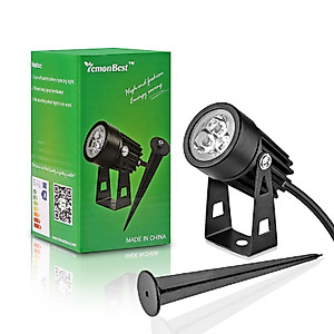 Lemonbest 2pcs Bright Outdoor Landscape LED Lighting Mini Lawn Lamp with 110V AC Power Plug for Garden Path Courtyard Spot Lights Cool White