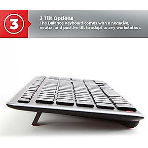 Contour Design Balance Keyboard – Wired, Ergonomic Design - Compact Size, Adjustable Tilt to Support Wrist Strain, Plug & Play PC/Mac