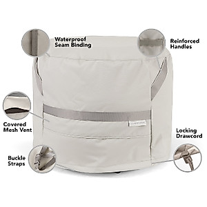 Covermates Round Accent Table Cover - Patio Outdoor Furniture Cover, Water Resistant Outdoor Ottoman/Side Table Cover, Prestige 900D Polyester, 24DIAMETER x 18H, Stone