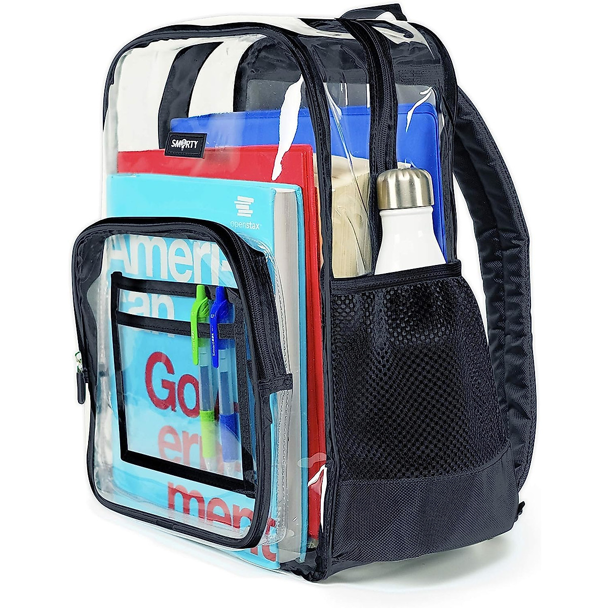 TXSN Heavy Duty Clear Backpack Durable Transparent See Through Bag (Medium, Black)