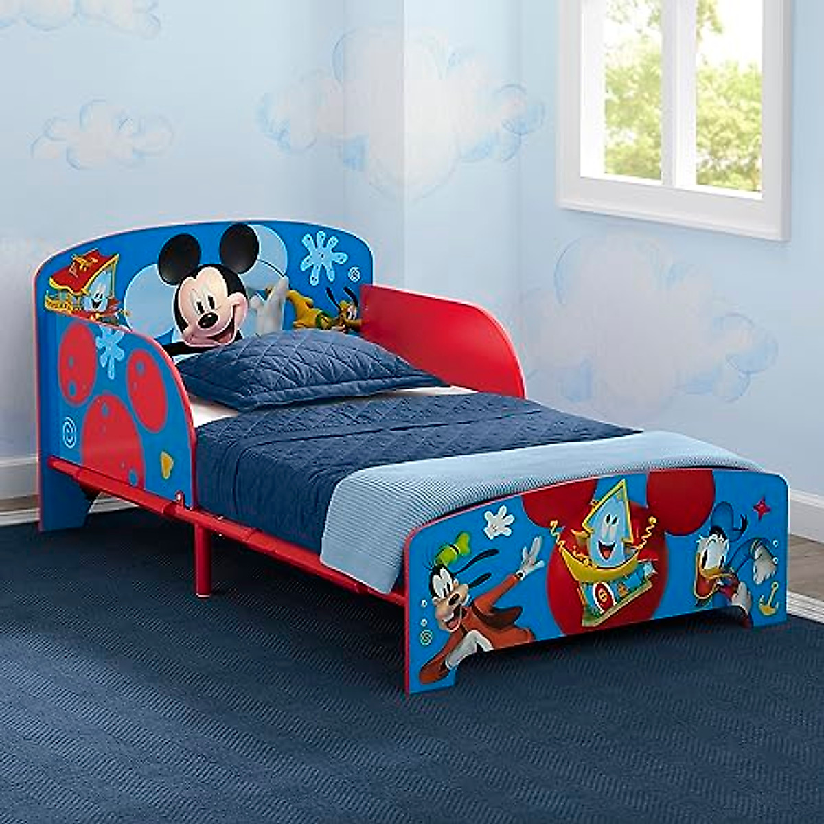 Delta Children Mickey Mouse Wood & Metal Toddler Bed, Blue