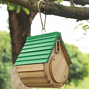 STARSWR Bird House,Outdoor Birdhouse, Natural Wooden Bird Houses for Outside Clearance Bluebird Finch Cardinals Hanging Bird Box Garden Viewing