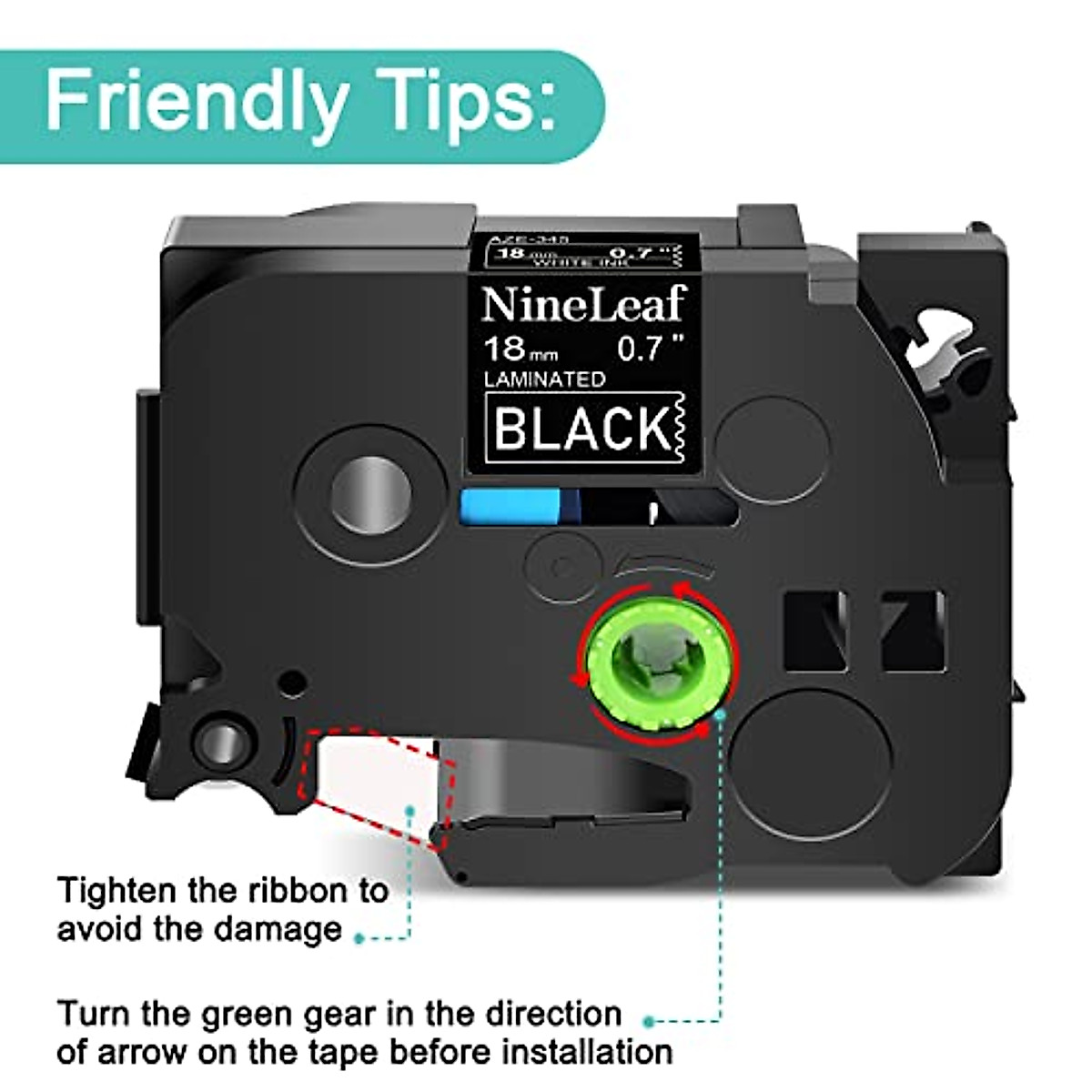 NineLeaf 3 Pack Compatible for Brother TZe-345 TZe345 TZ-345 TZ345 Label Tape 18mm 3/4'' 0.7'' White on Black Standard Laminated Labeling Work with P-Touch PT-H300 PT-D400VP PT-E500 PT-300 Label Maker