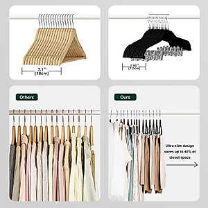 Wellong 18 Packs Velvet Pant Hangers, 16.8 Inches Velvet Skirt Hangers with Clips, Heavy-Duty Clothes Hangers, Non-Slip Coat Hangers for Shirts, Pants, Skirts, Dresses, Jackets, Coat - Black