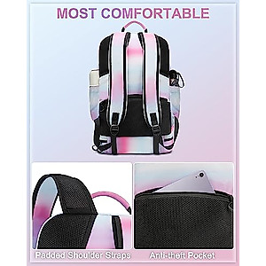 MATEIN Backpack with Lunch Compartment, Durable Insulated Cooler Lunch Bag for Women Nurse Teacher, 17 inch Laptop Backpack for Work Office Meal Prep Large Travel Daypack for Camping Picnic,Tie dye