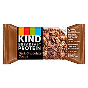 KIND Breakfast, Healthy Snack Bar, Dark Chocolate Cocoa, Gluten Free Breakfast Bars, 8g Protein, 1.76 OZ Packs (6 Count)